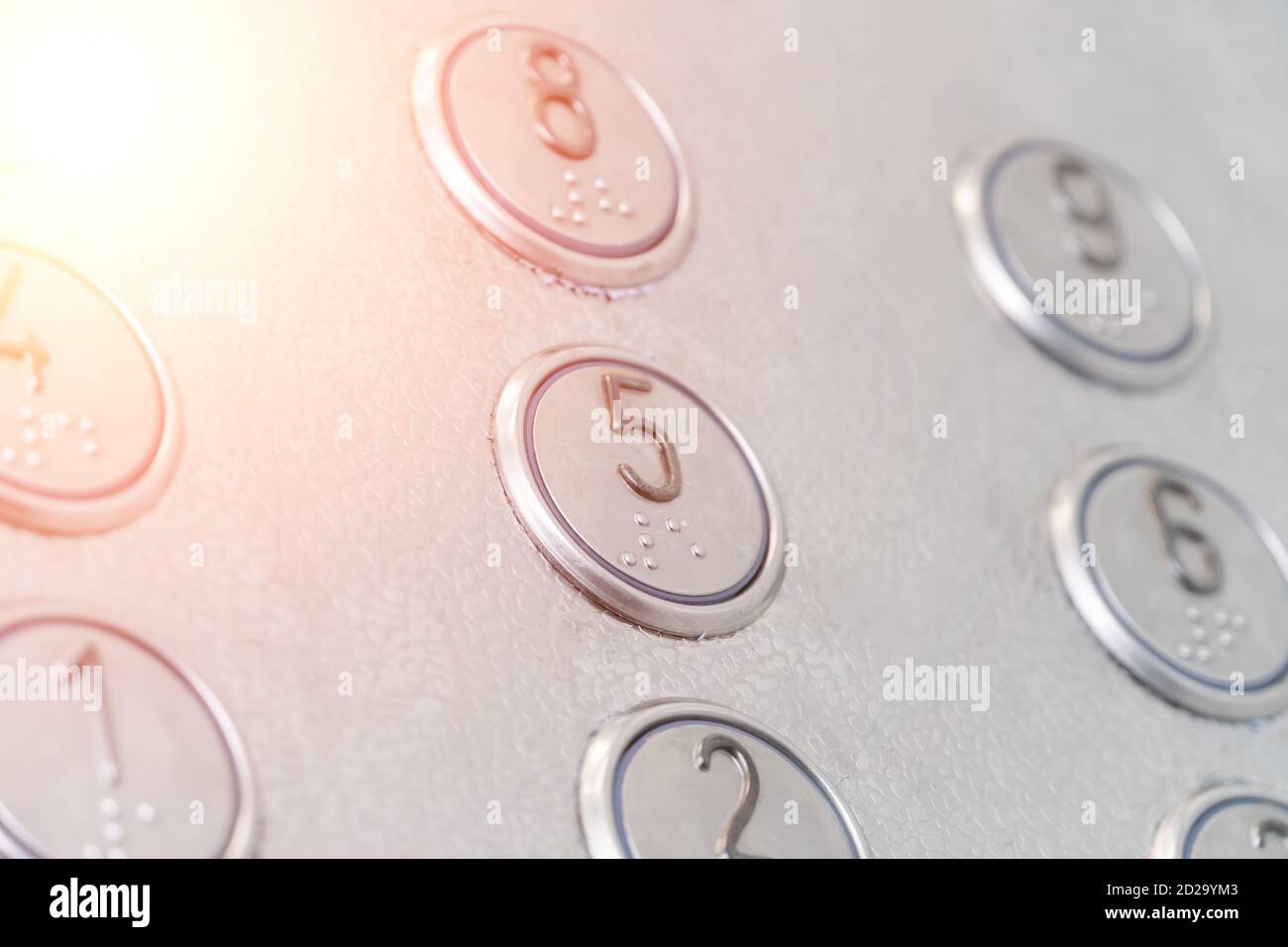 Elevator buttons with Braille close-up, Photo with illumination Stock ...