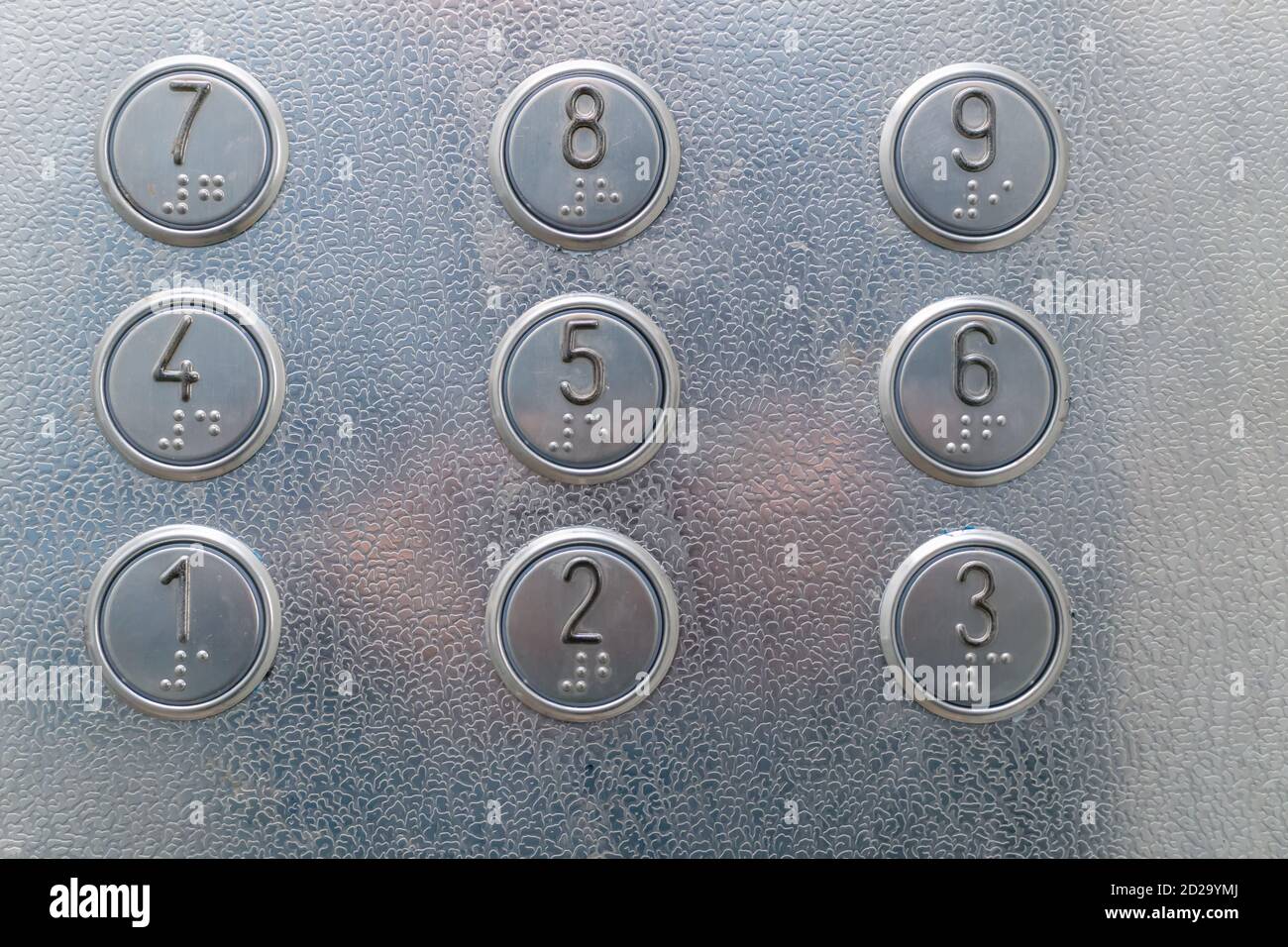 grey round elevator buttons with Braille close-up Stock Photo - Alamy