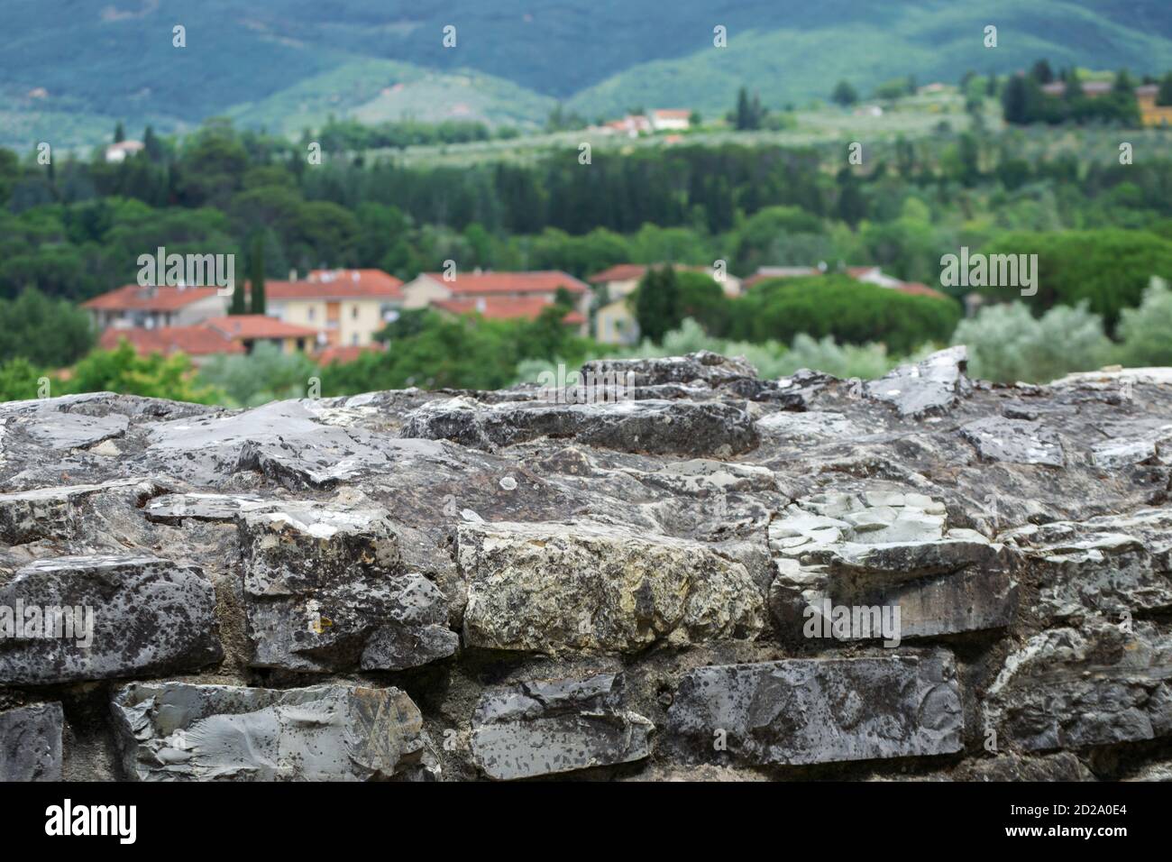 glimpse of the ancient city walls and the surrounding countryside and ...