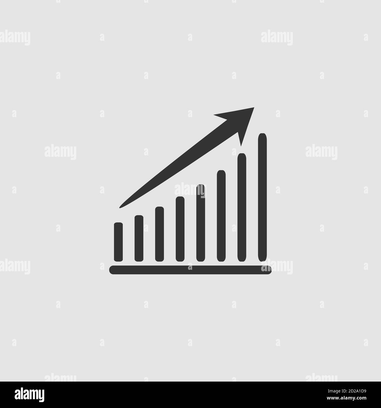 Graph icon flat. Black pictogram on grey background. Vector ...