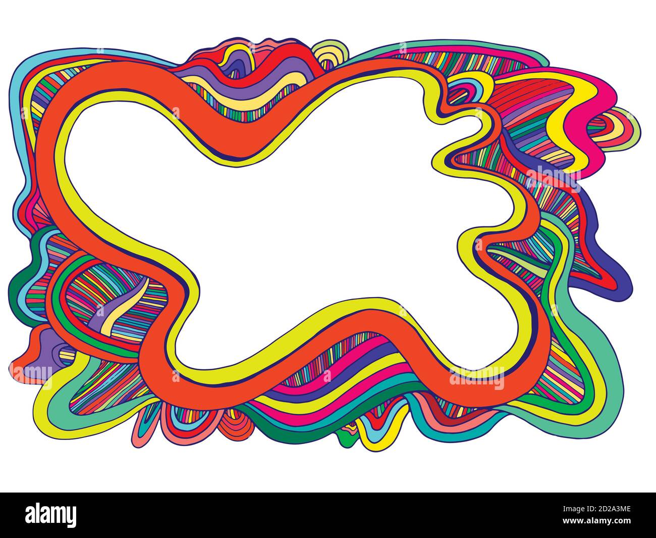 Rainbow colors abstract decorative doodles waves frame Stock Vector ...
