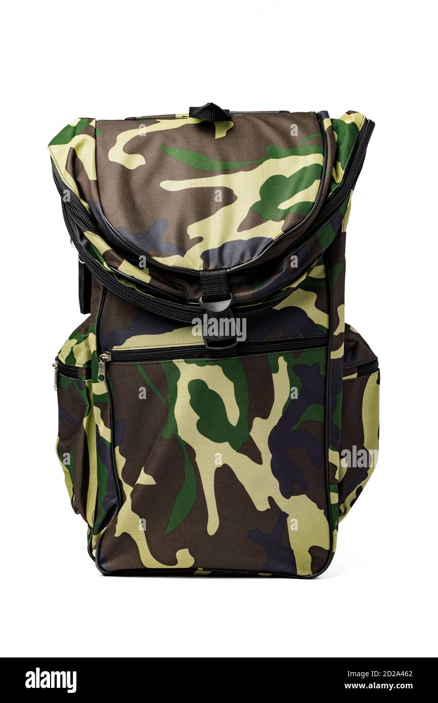 Big military backpack isolated on white background Stock Photo - Alamy