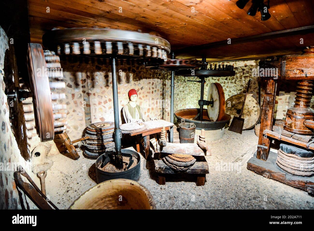 Vintage Ancient italian olive oil machine used to make oil, oil mill ...