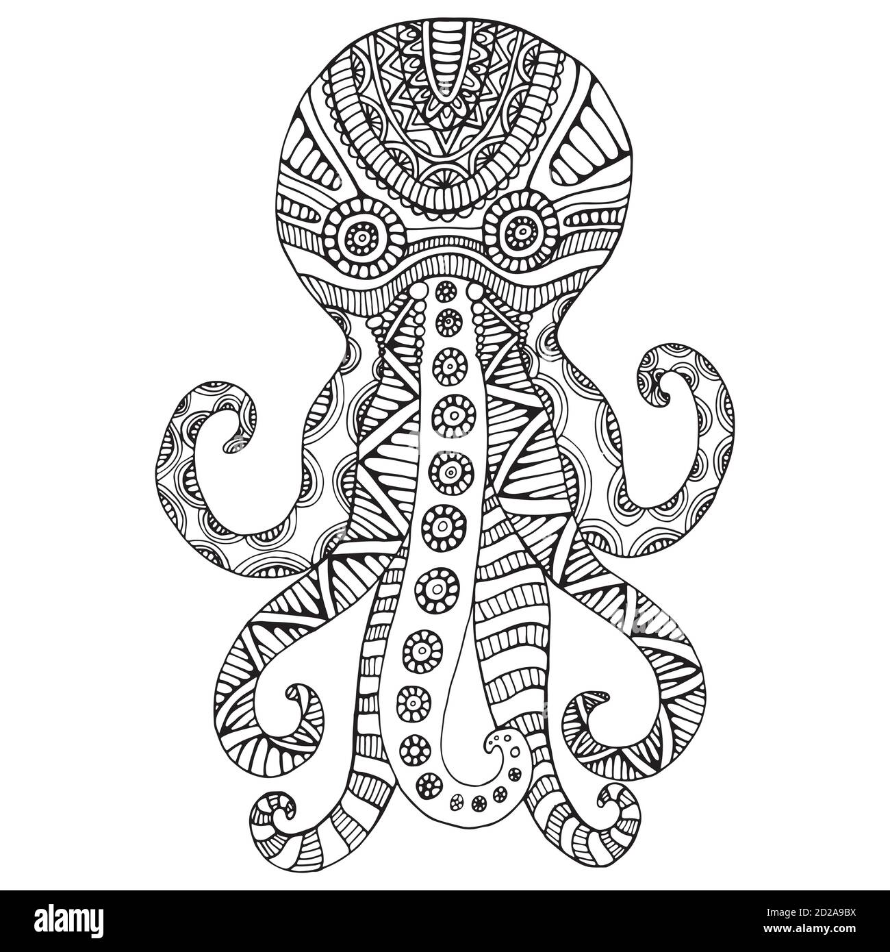 Octopus black white coloring Black and White Stock Photos & Images - Alamy