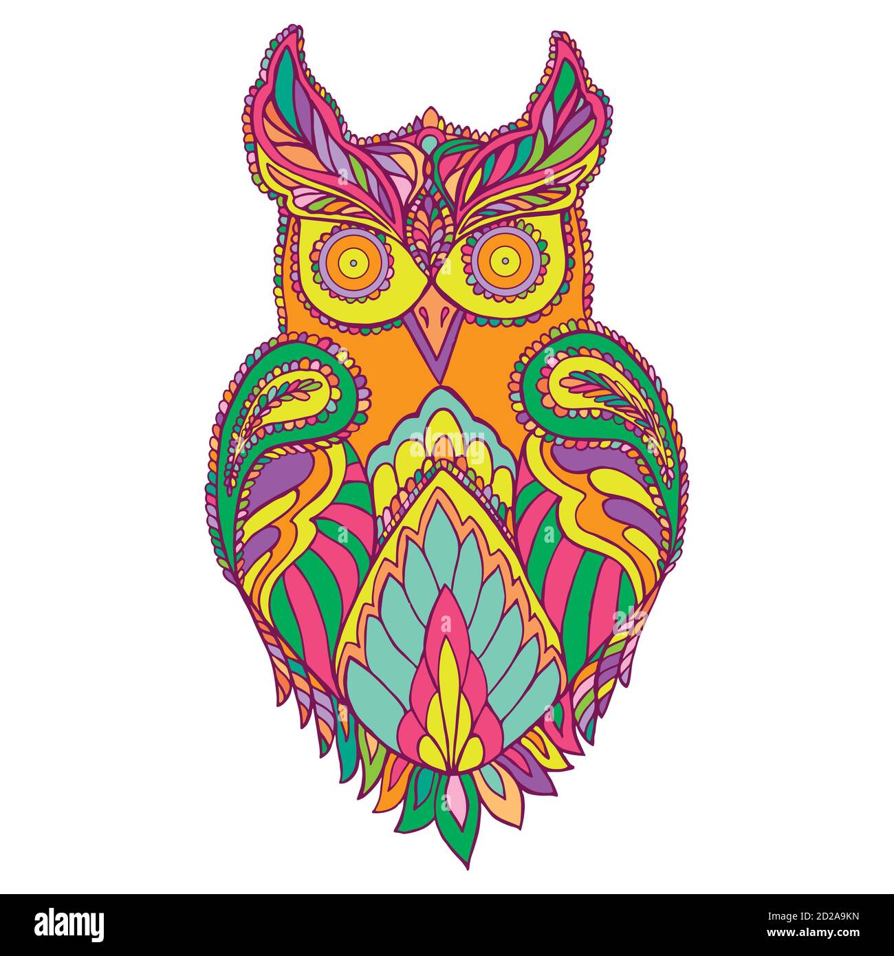 Owl fantasy bird, color page Stock Vector Image & Art - Alamy