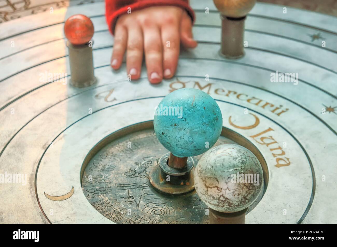 The geocentric model of the solar system. The earth is in the center of ...