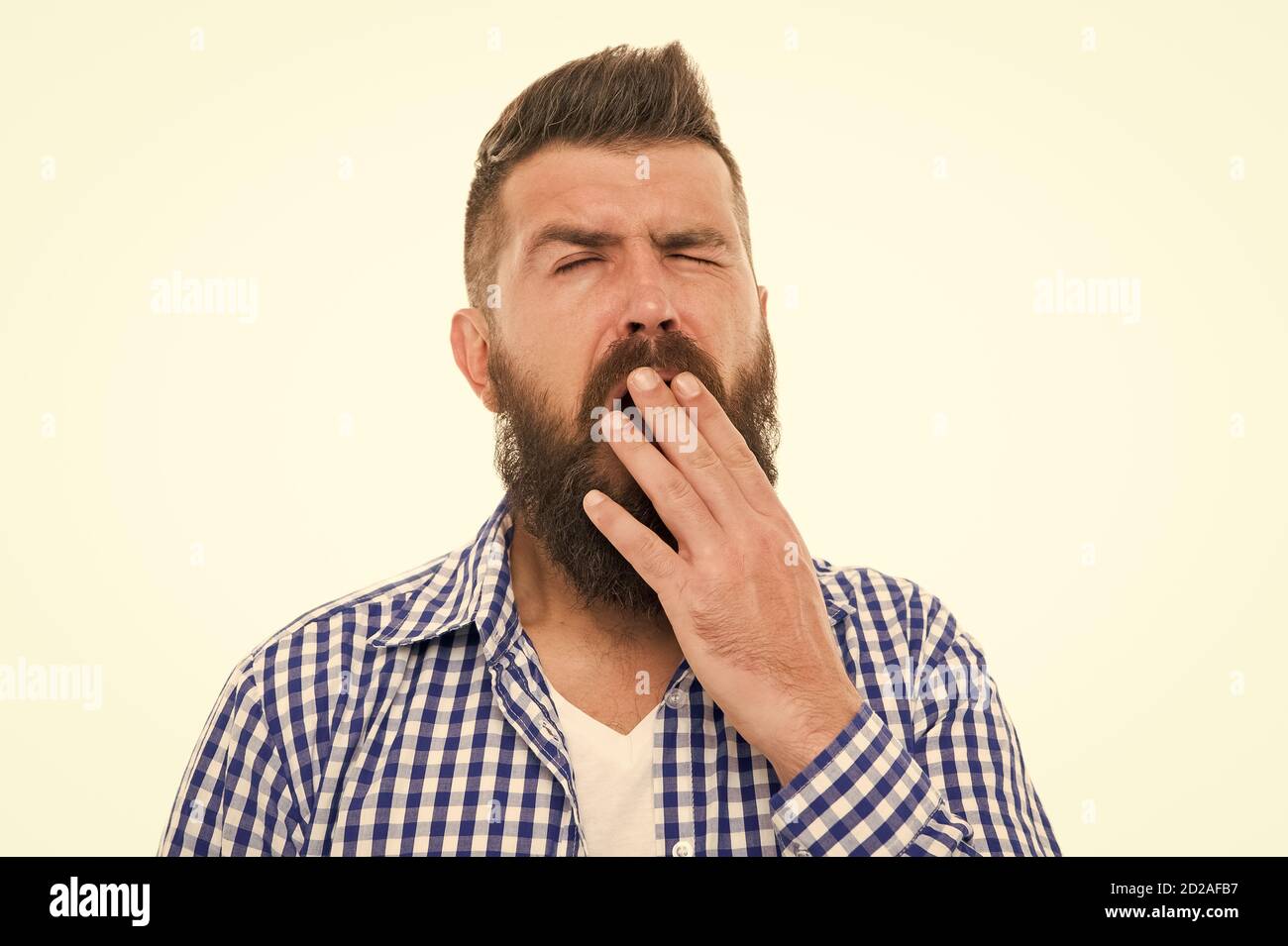 Boring concept. Man bored yawning white background. Fed up. Feel tired ...