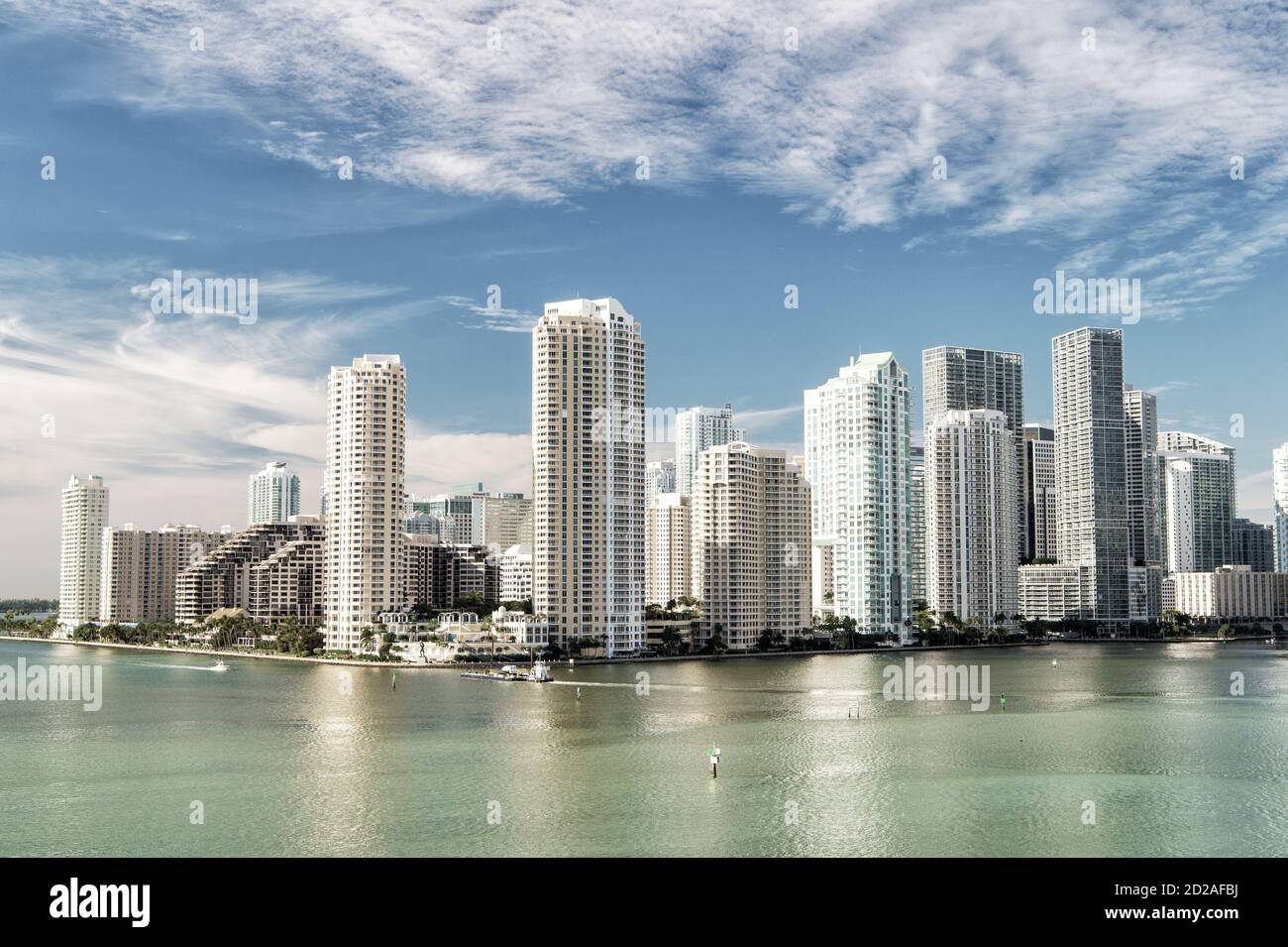 view of Miami downtown skyline at sunny and cloudy day with amazing ...