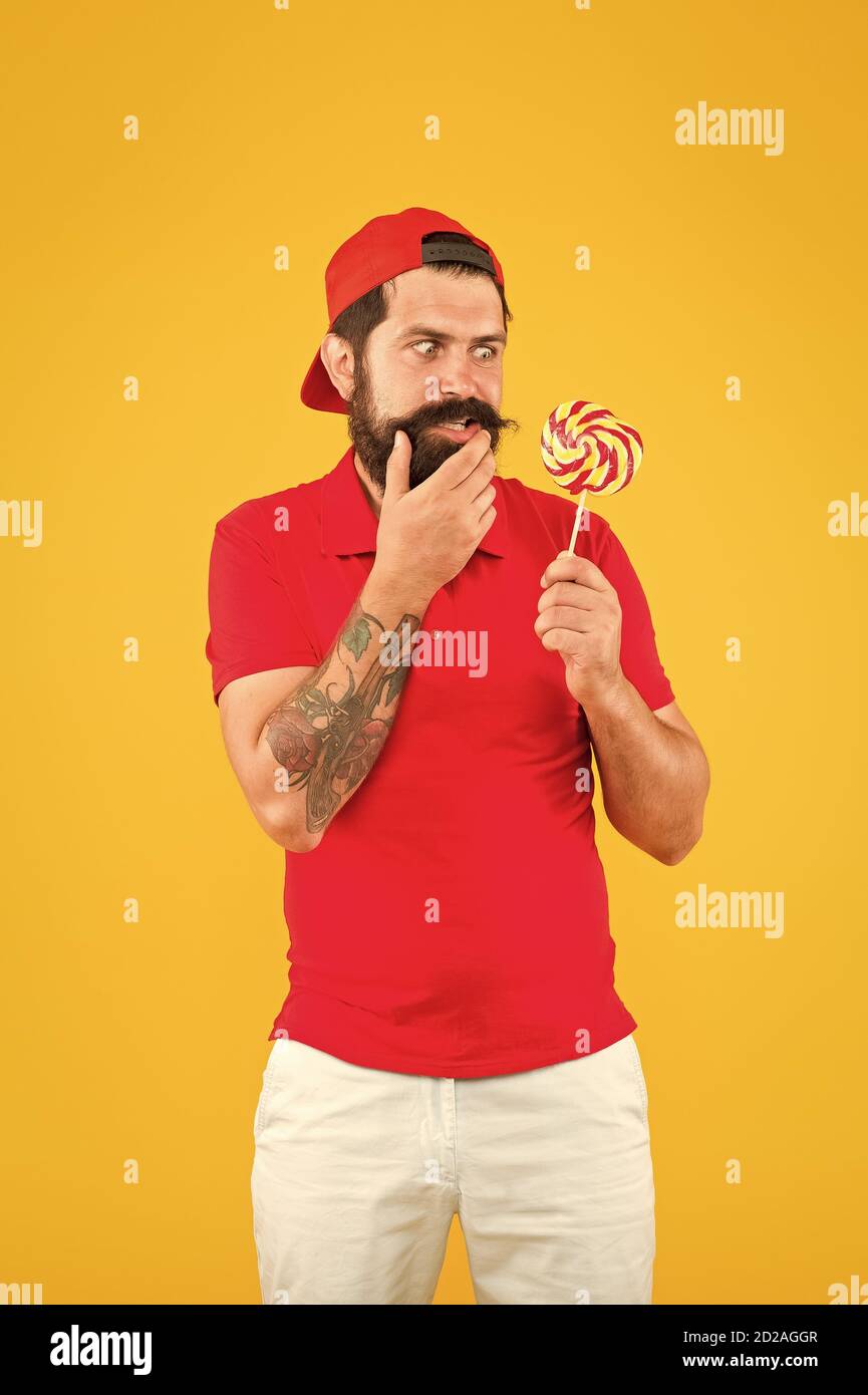 Harmful for teeth health. Sweets addicted. Hipster lollipop candy ...