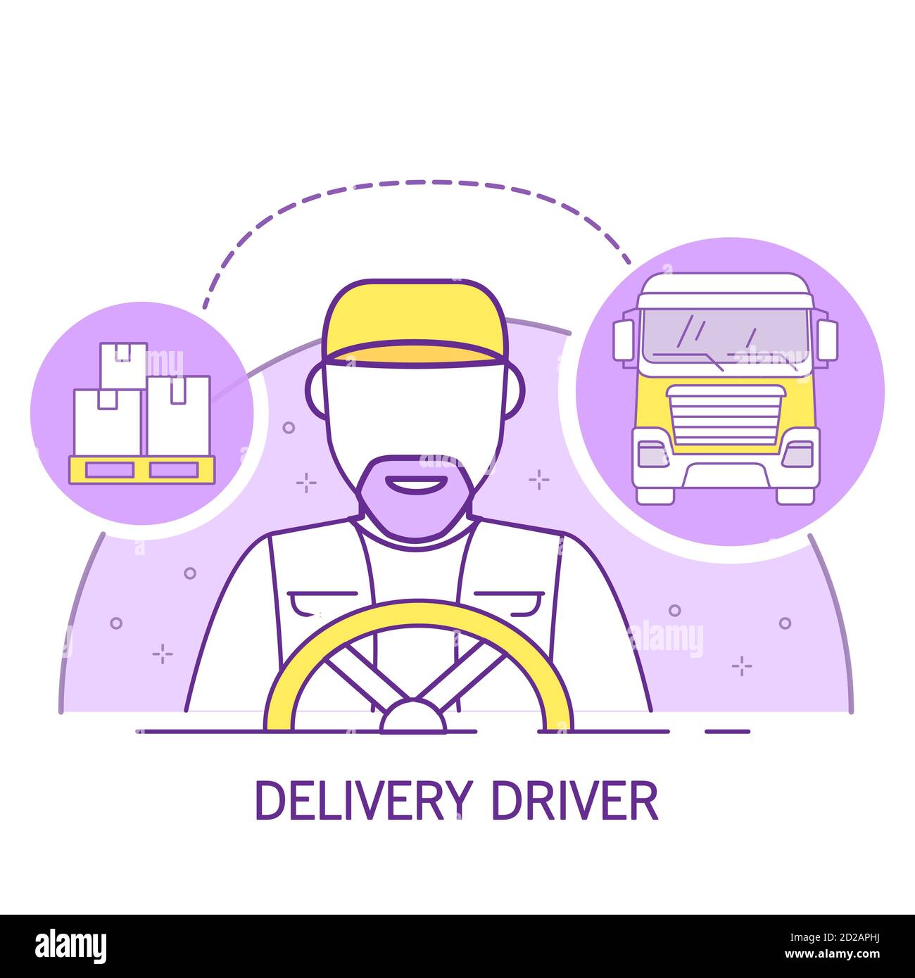 Heavy truck driver character outline icon.Concept for delivery services ...