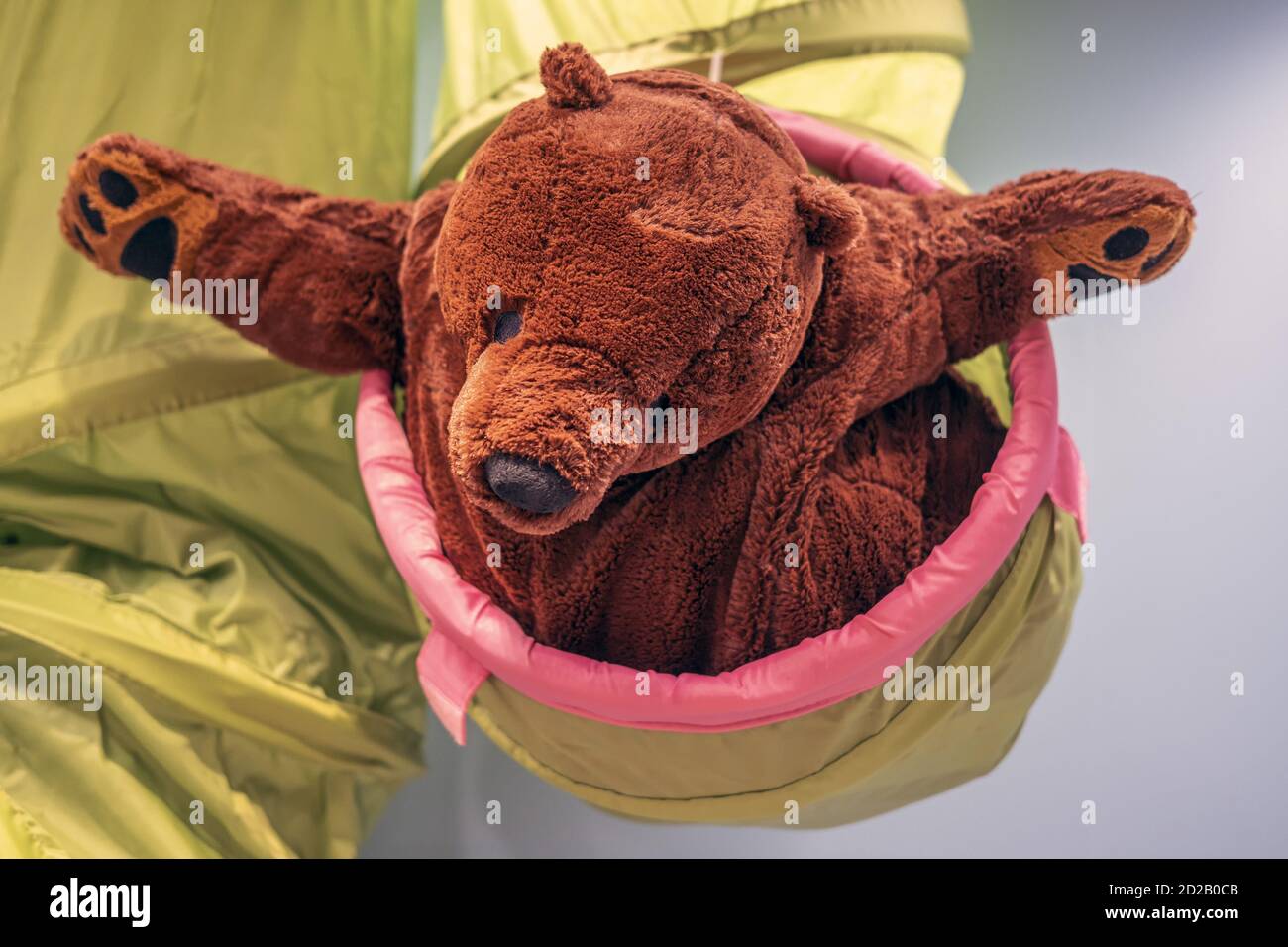 Big brown bear toy in flight Stock Photo - Alamy