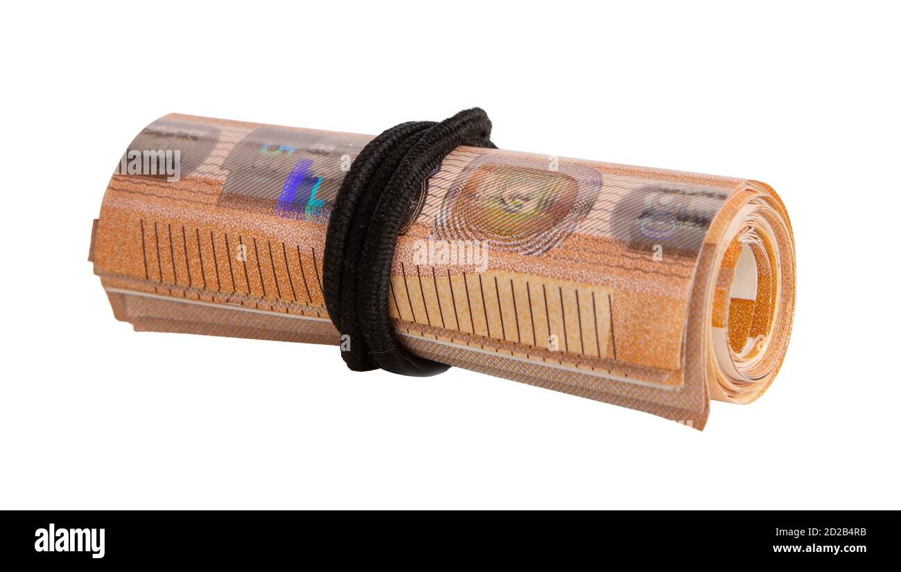 Roll of euro banknotes on a white background Stock Photo - Alamy
