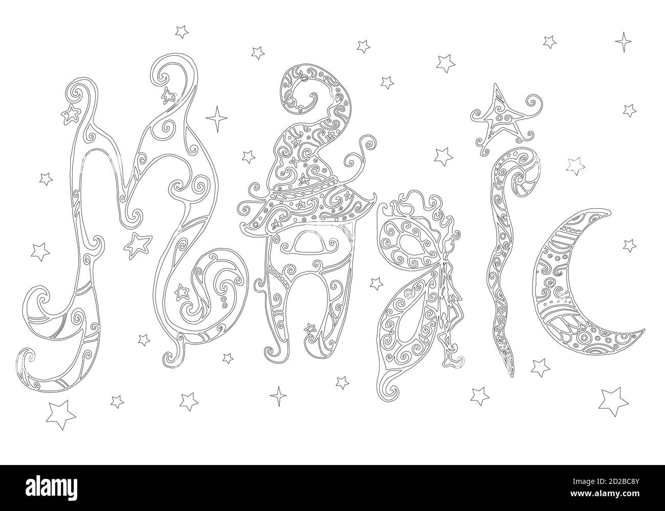 Word Magic coloring page for children and adults Stock Vector Image ...