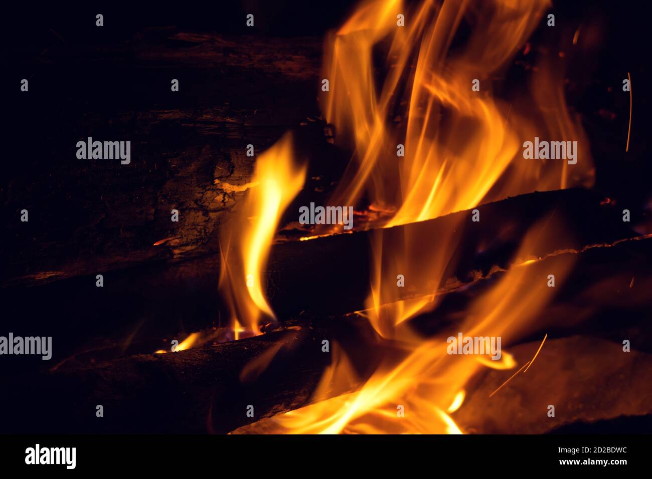 Beautiful flames in the fire at night close-up. Tourism Stock Photo - Alamy