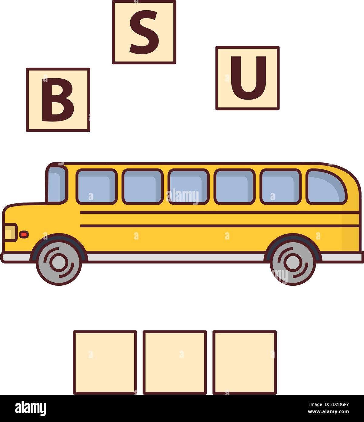 Game words puzzle school bus.Education developing child Stock Vector ...