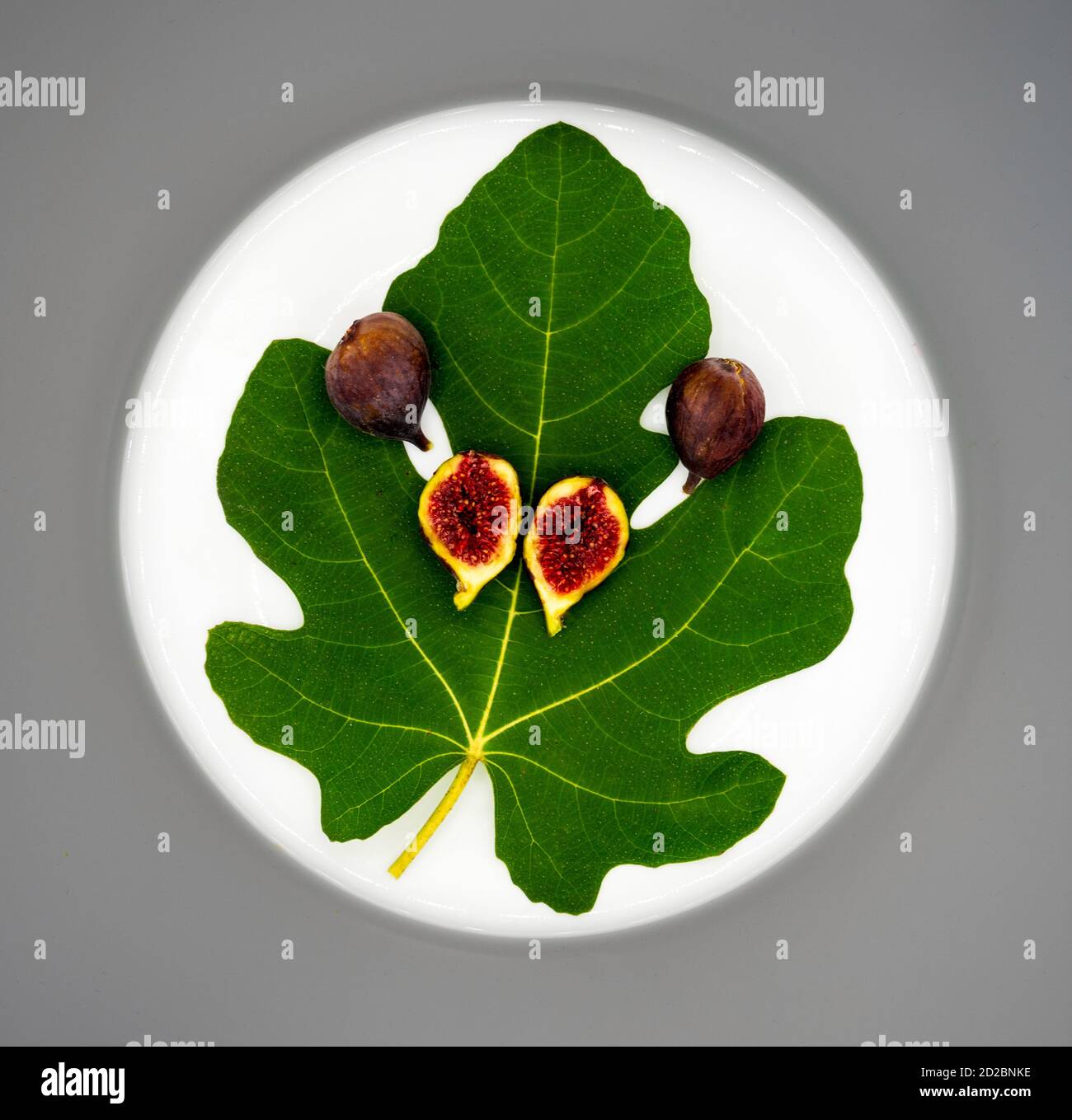 Figs on a Fig Leaf Stock Photo - Alamy