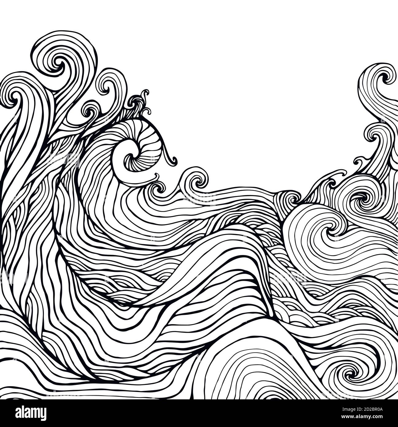 Black white decorative doodles wave Stock Vector Image & Art - Alamy