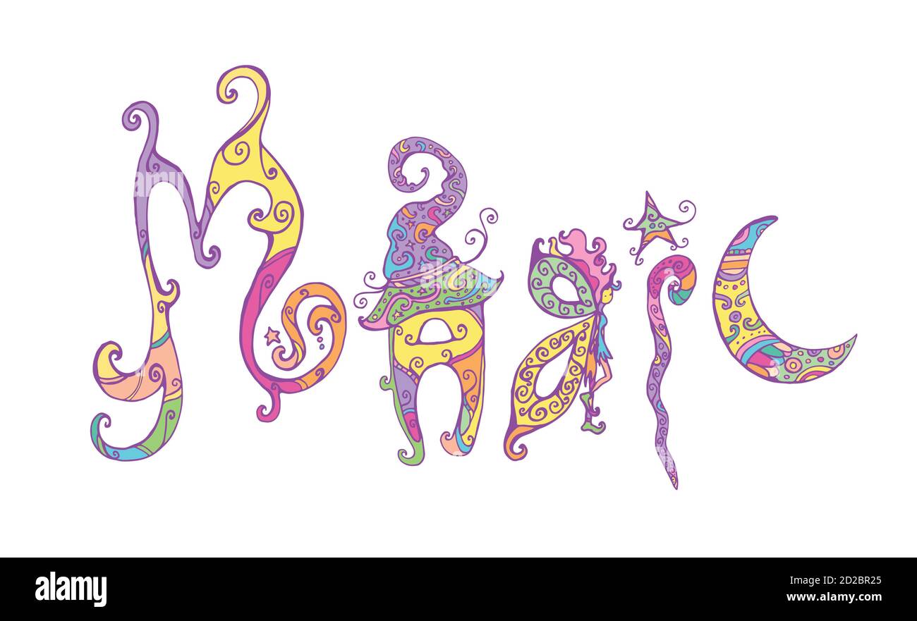 Word Magic. Cartoon creative typographic illustration Stock Vector ...