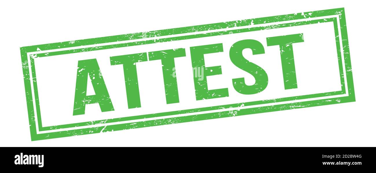 ATTEST text on green grungy vintage rectangle stamp Stock Photo - Alamy