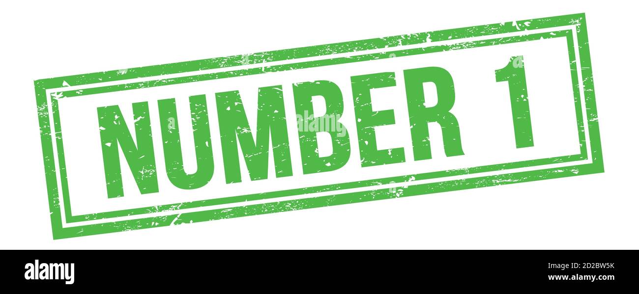 NUMBER 1 text on green grungy vintage rectangle stamp Stock Photo - Alamy