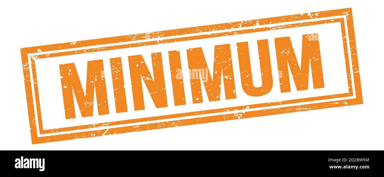 MINIMUM text on orange grungy vintage rectangle stamp Stock Photo - Alamy