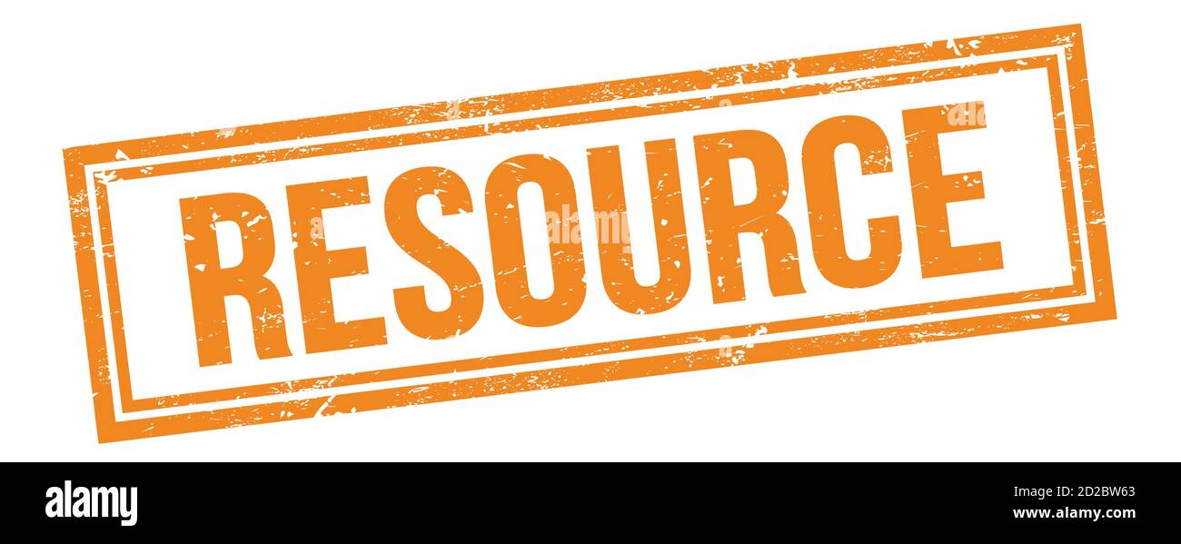 RESOURCE text on orange grungy vintage rectangle stamp Stock Photo - Alamy