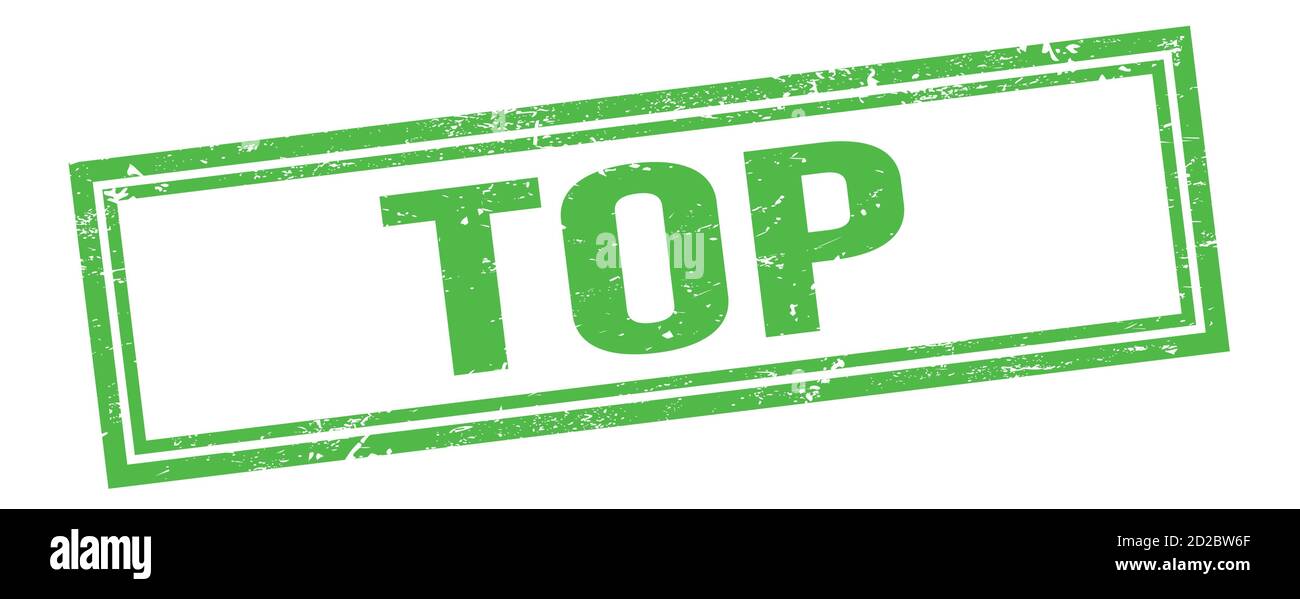 TOP text on green grungy vintage rectangle stamp Stock Photo - Alamy