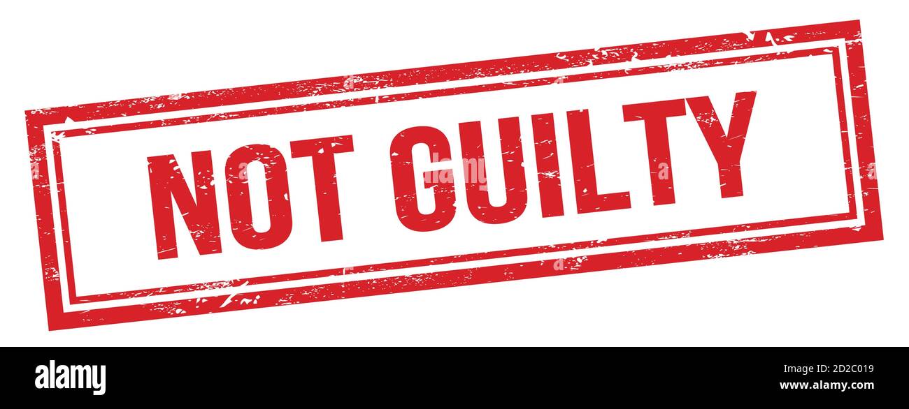 NOT GUILTY text on red grungy vintage rectangle stamp Stock Photo - Alamy