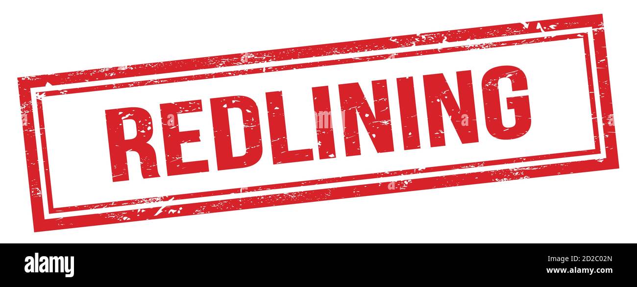 REDLINING text on red grungy vintage rectangle stamp Stock Photo - Alamy