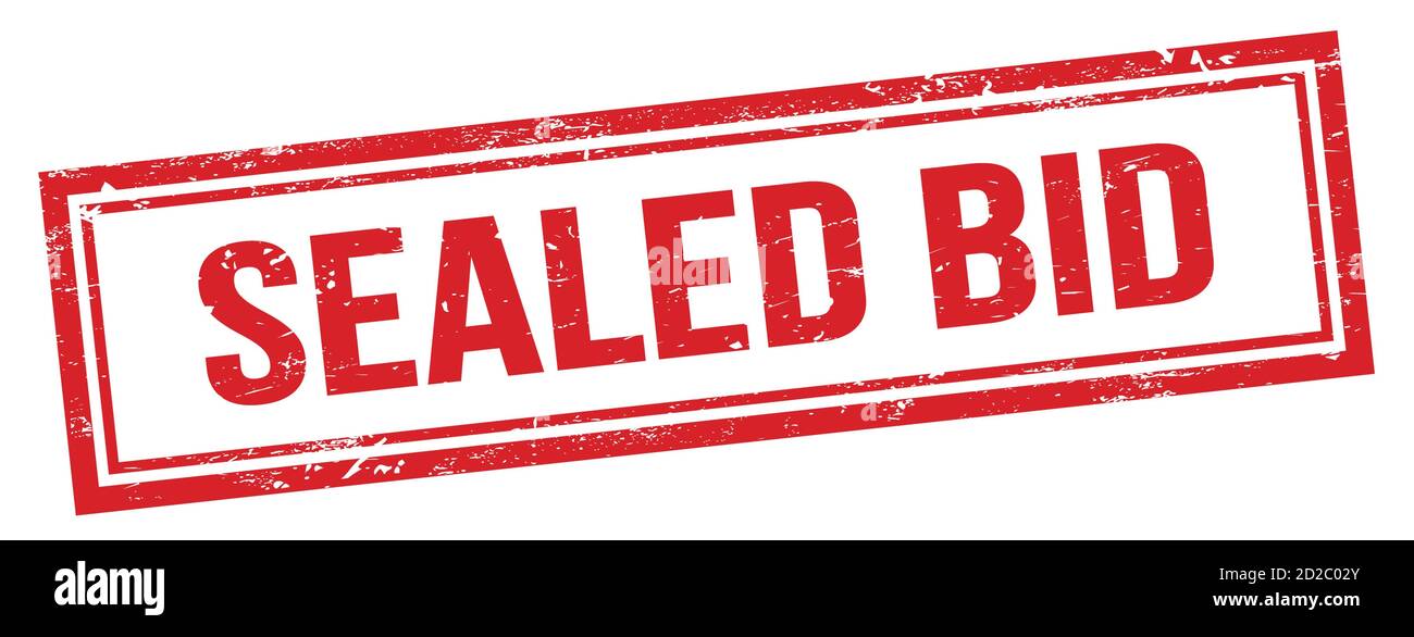 SEALED BID text on red grungy vintage rectangle stamp Stock Photo - Alamy