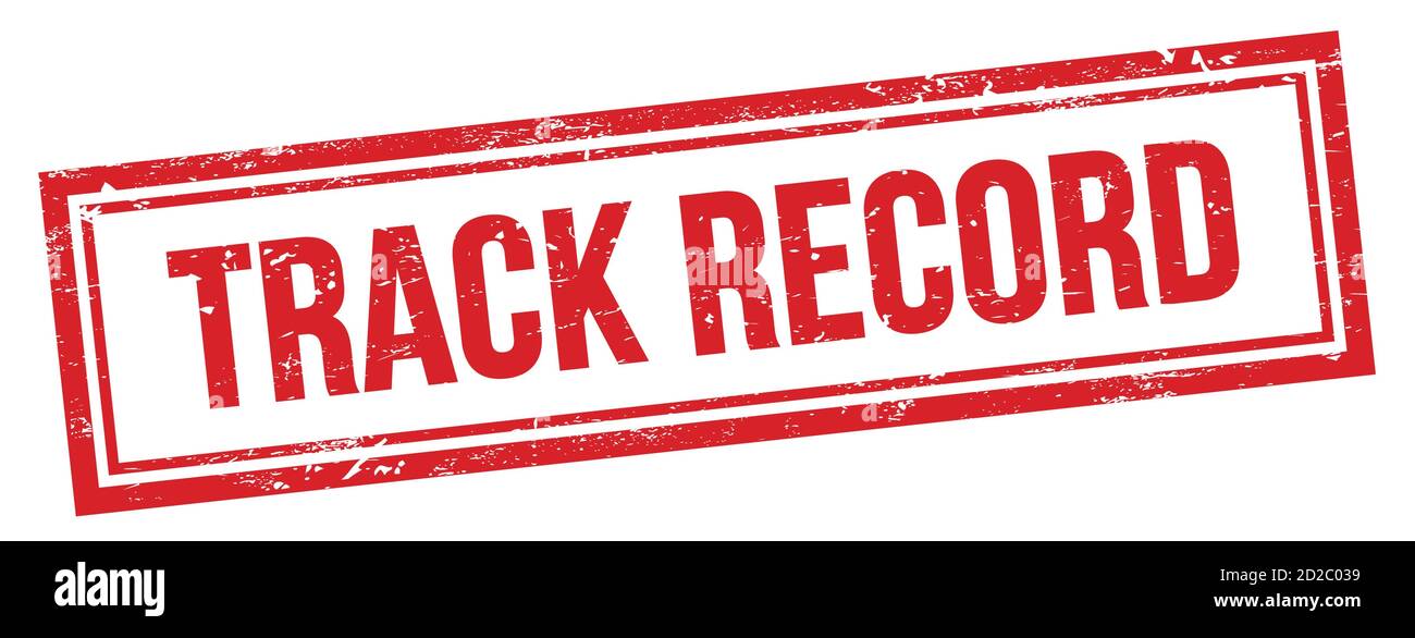 TRACK RECORD text on red grungy vintage rectangle stamp Stock Photo - Alamy