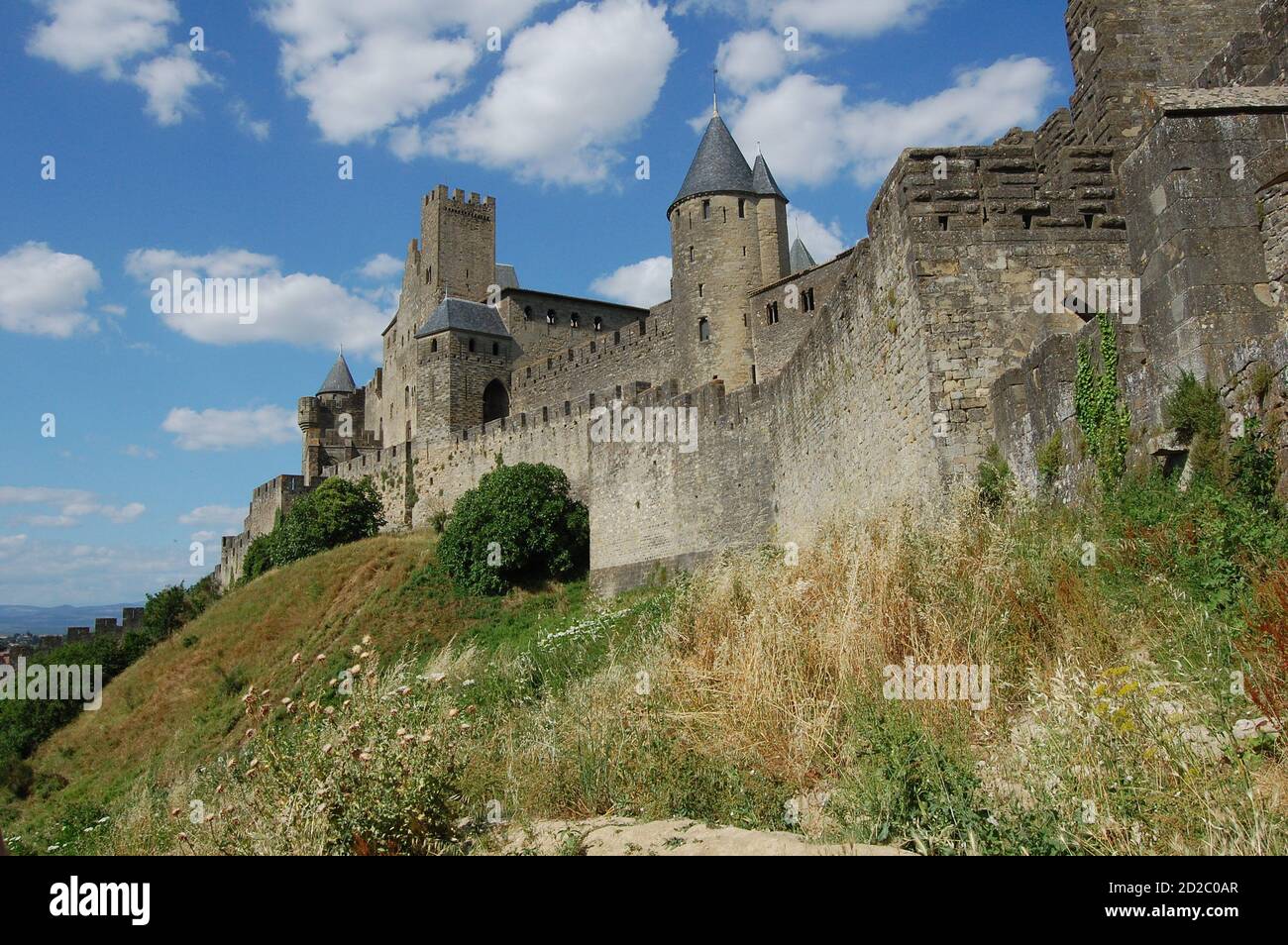 Carcasson chateau, viewpoint of Cite de Carcassonne, medieval city ...