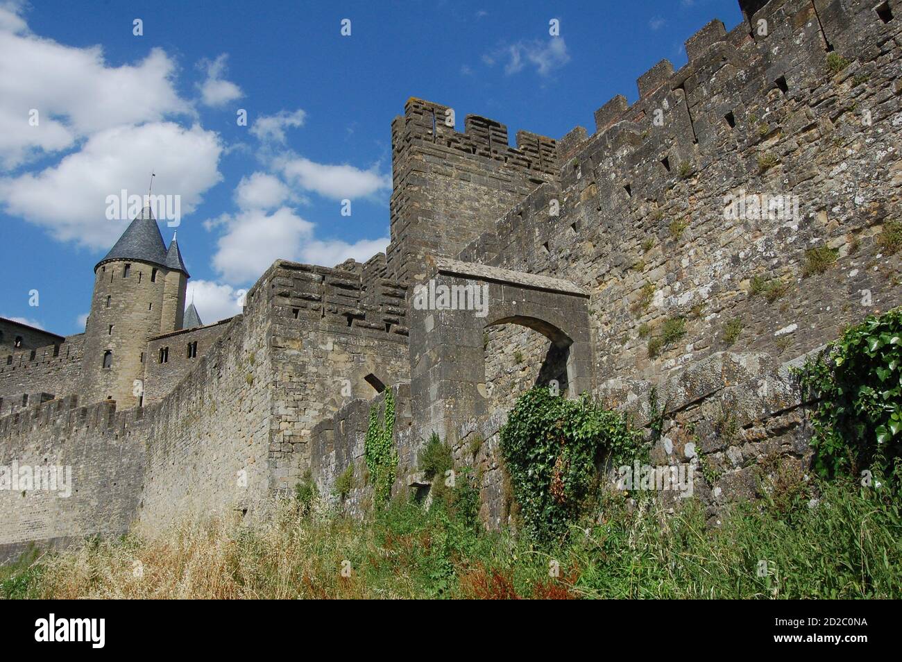 Carcasson chateau, viewpoint of Cite de Carcassonne, medieval city ...