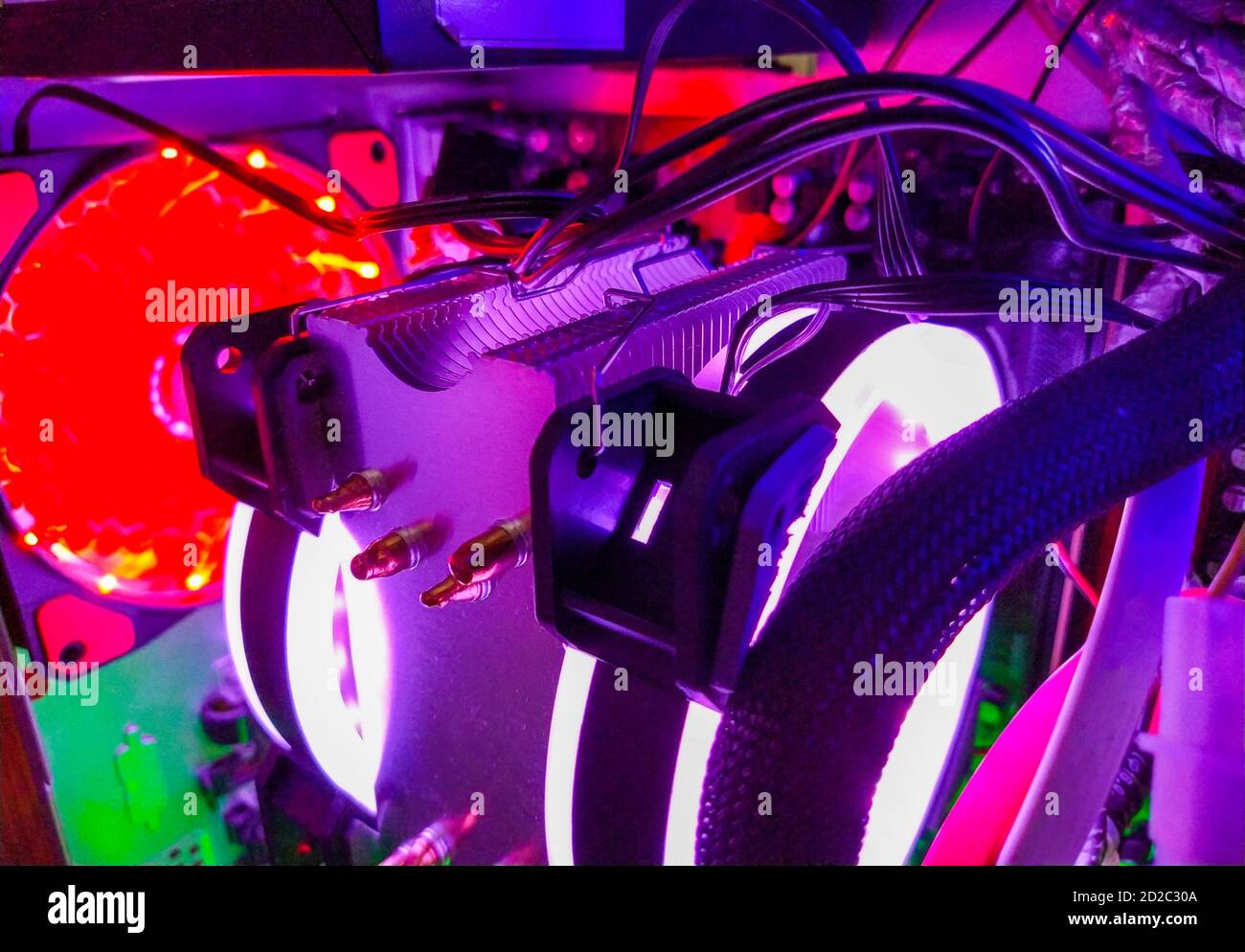Modern computer air cooling with multi-colored led backlight-fans ...