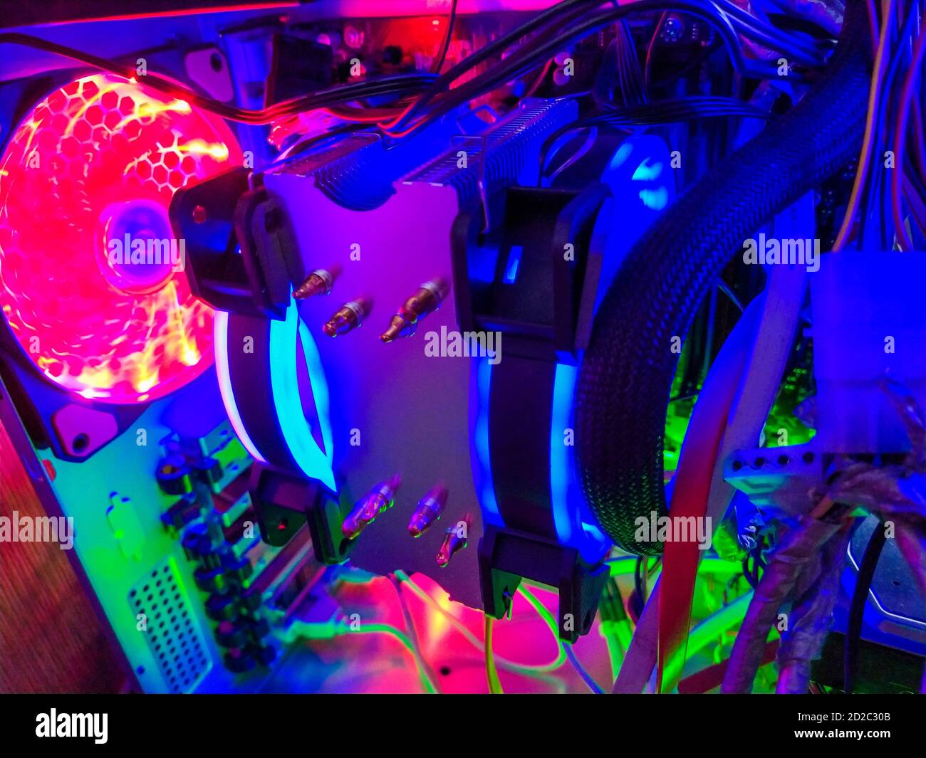 Modern computer air cooling with multi-colored led backlight-fans ...