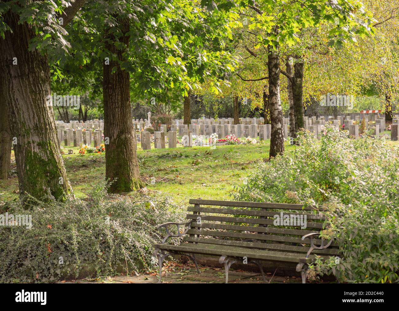 Memorial bench and cemetery hi-res stock photography and images - Alamy