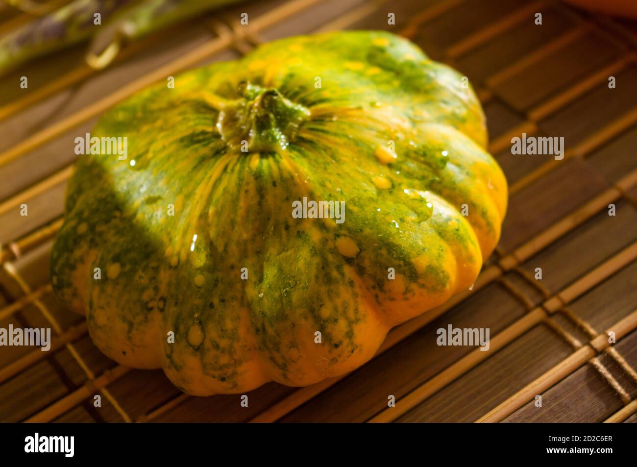 Autumn still life - small spotted squash, asparagus beans, purple Basil ...
