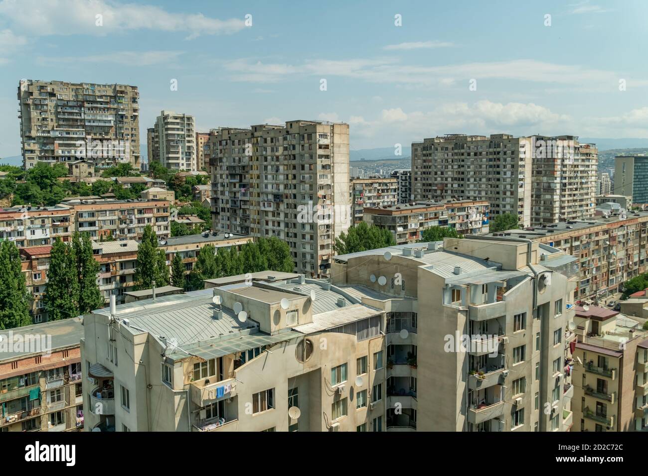 Top view of the old high-rise buildings in Tbilisi in Georgia Stock ...