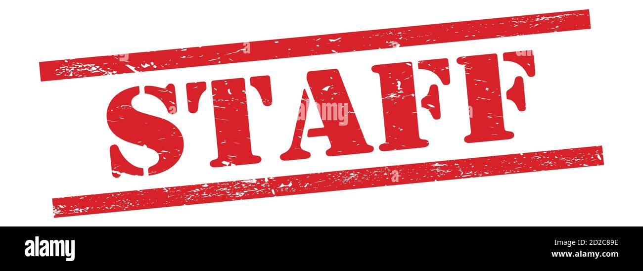 STAFF text on red grungy vintage rubber stamp Stock Photo - Alamy
