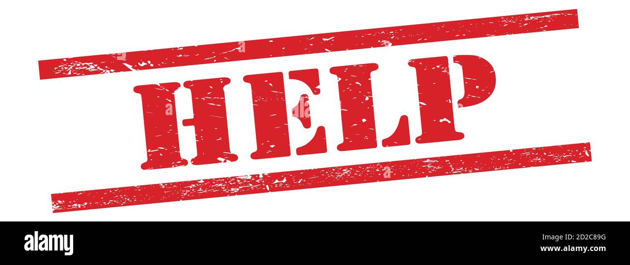 HELP text on red grungy vintage rubber stamp Stock Photo - Alamy