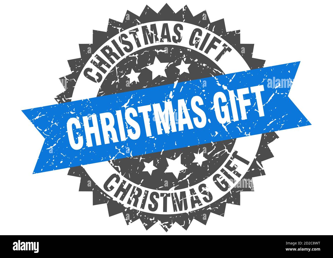 christmas gift stamp. round grunge sign with ribbon Stock Vector Image ...