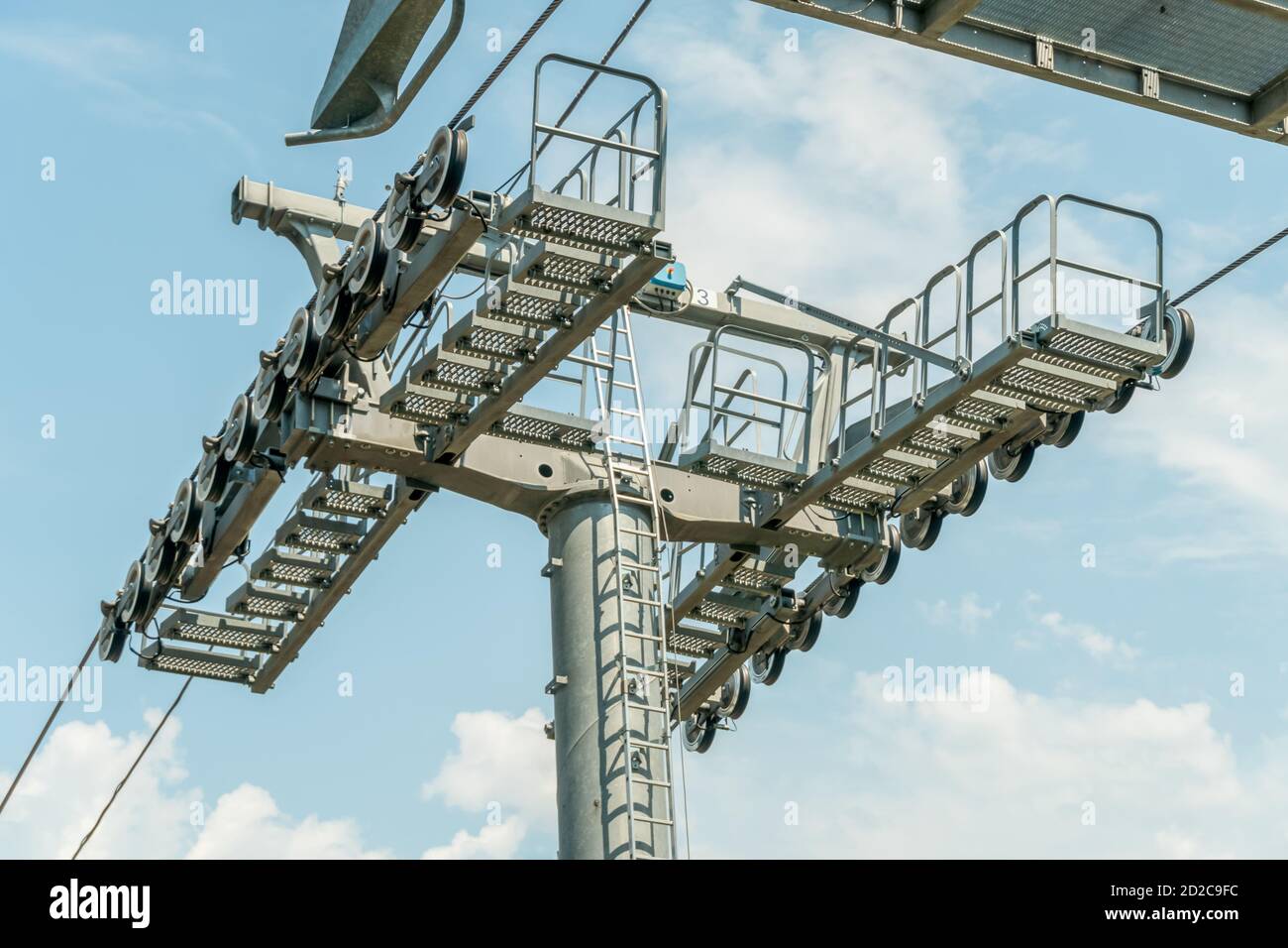 The mechanism of the funicular close up. Lift. Morning. Picture taken ...