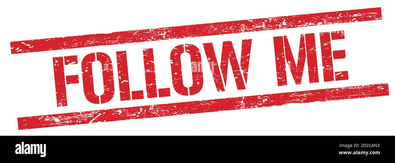 FOLLOW ME text on red grungy rectangle stamp sign Stock Photo - Alamy