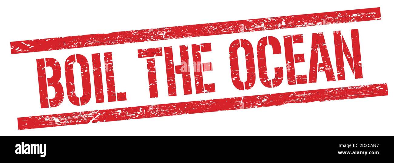 BOIL THE OCEAN text on red grungy rectangle stamp sign Stock Photo - Alamy