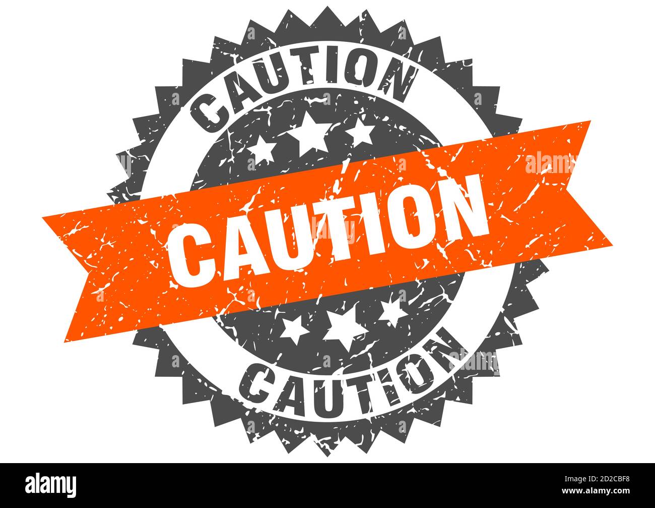 caution stamp. round grunge sign with ribbon Stock Vector Image & Art ...