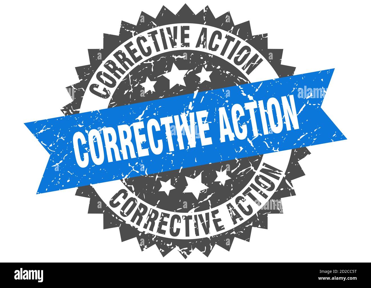 corrective action stamp. round grunge sign with ribbon Stock Vector ...