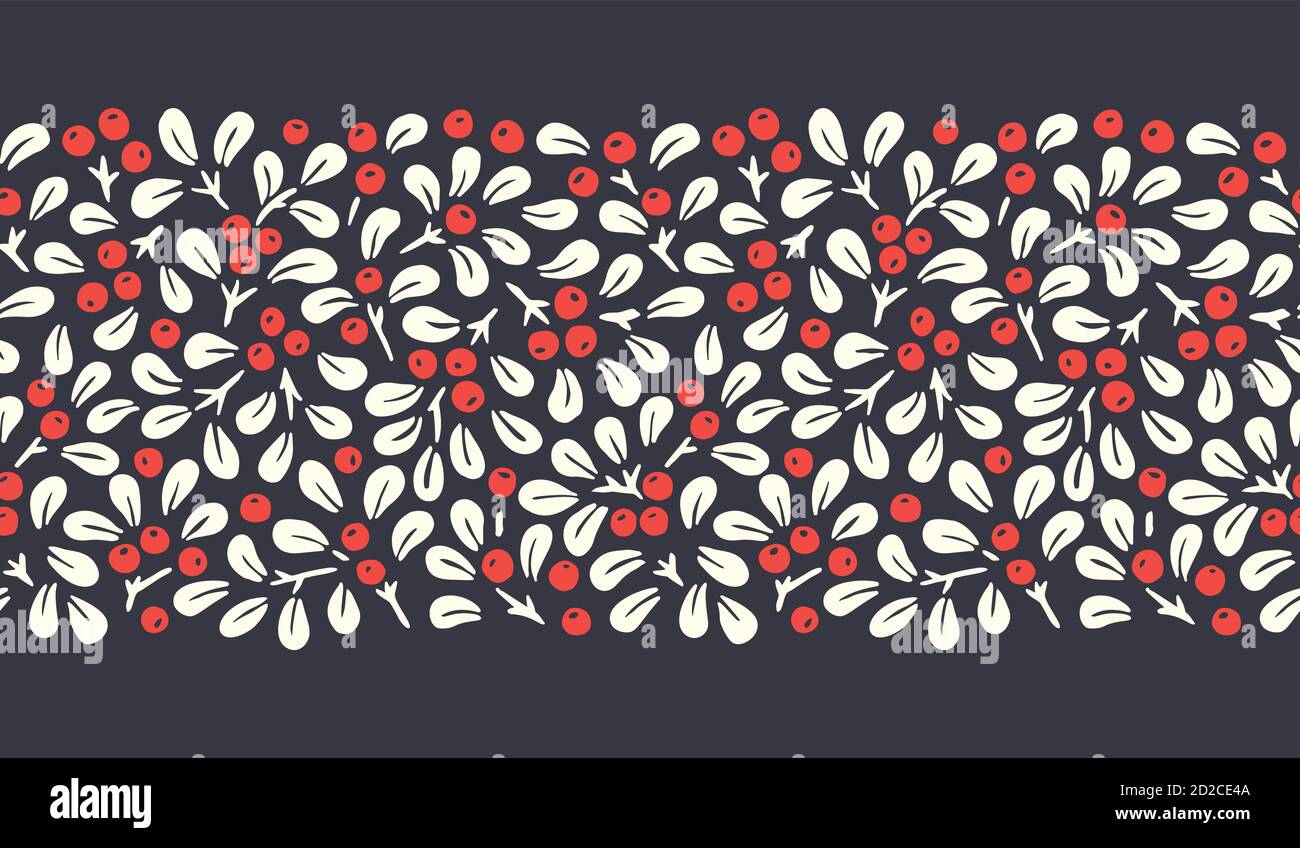Hand Drawn Abstract Christmas Mistletoe Foliage Horizontal Vector ...