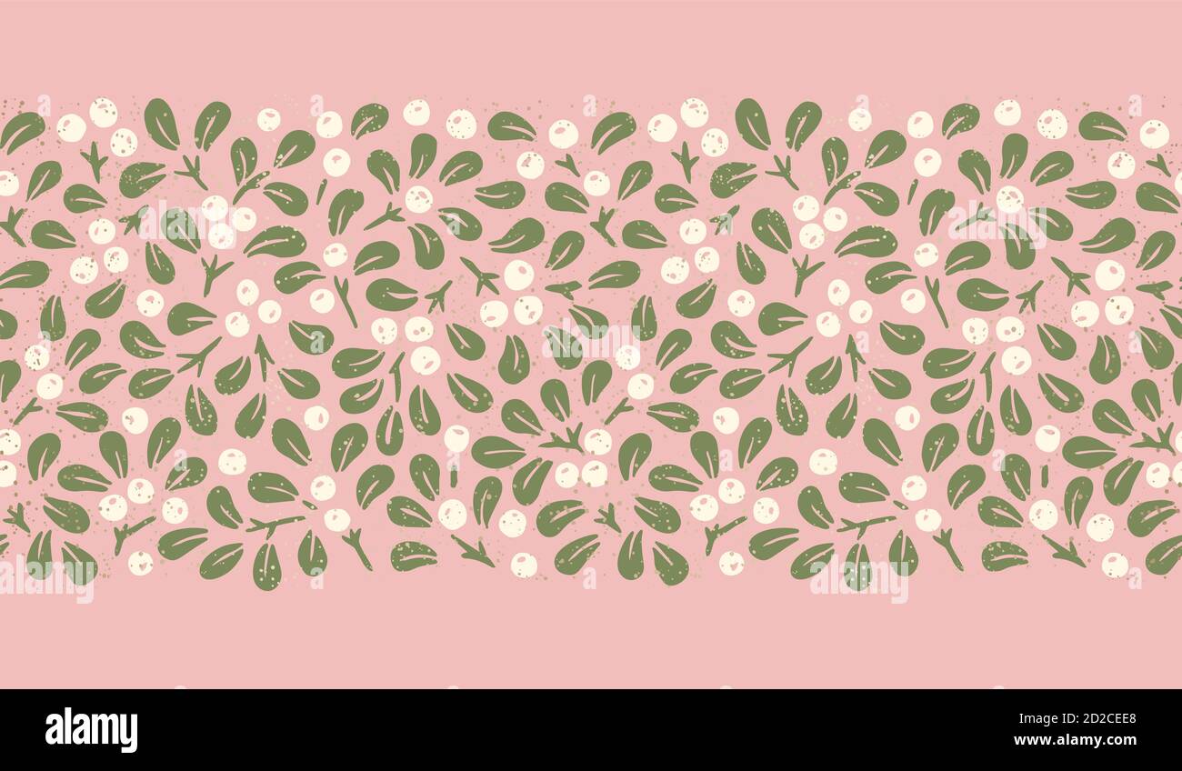 Hand Drawn Abstract Christmas Mistletoe Foliage Horizontal Vector ...