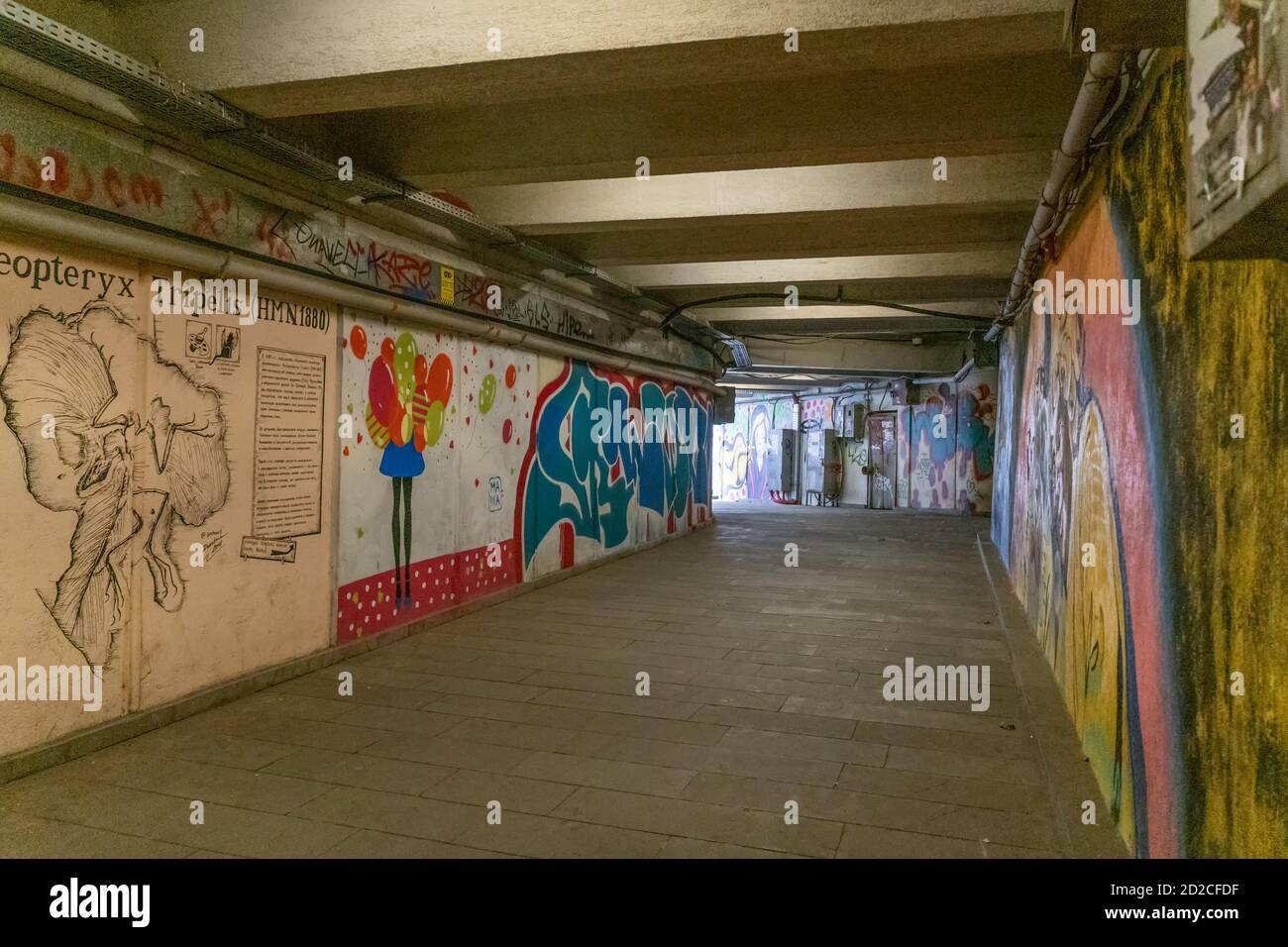 Tbilisi, Georgia - June 29 2019: Underpass with a variety of graffiti ...