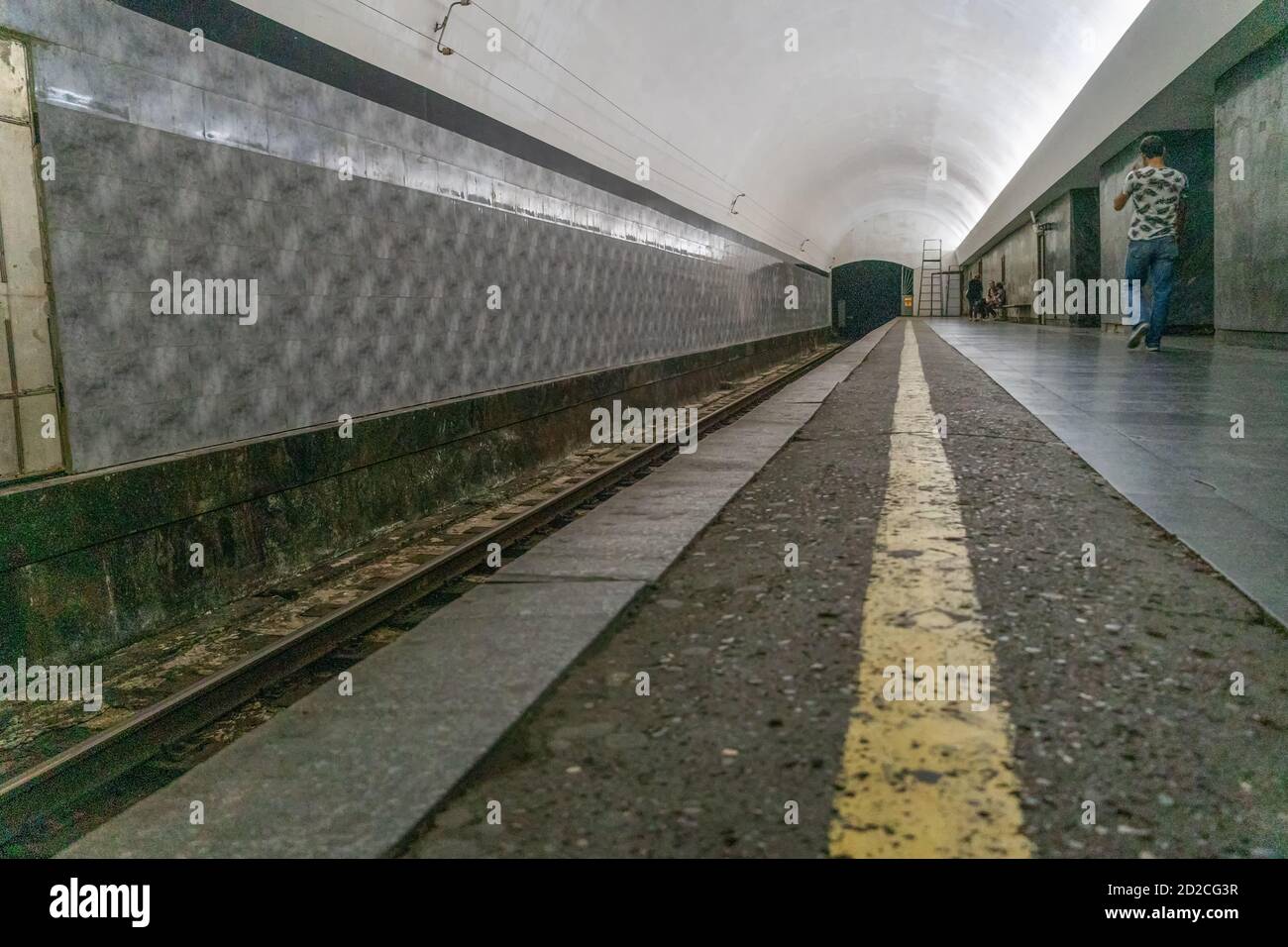 Tbilisi, Georgia - June 29, 2019: people are waiting for the train on ...